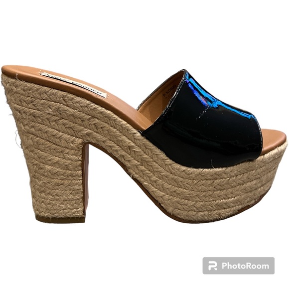 Steve Madden | Shoes | Black Patent Platform Slides Rope Platform High ...